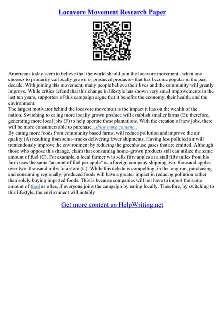 Essay On The Locavore Movement | PPT