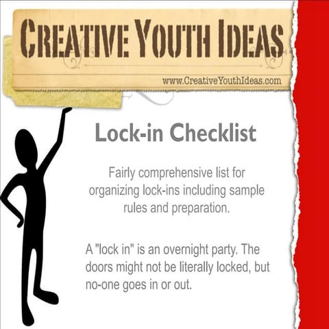 Youth Ministry Ideas - Lock in checklist | PDF