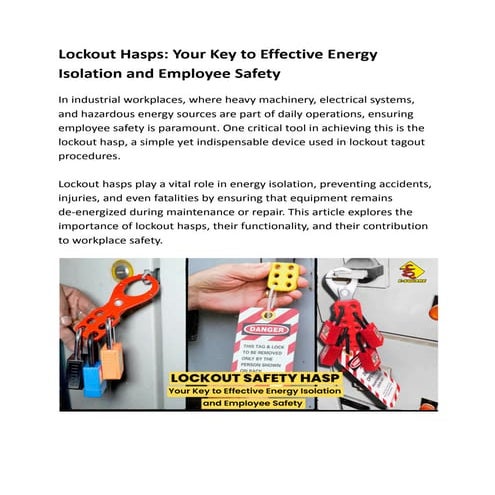 Lockout Hasps Your Key to Effective Energy Isolation and Employee ...