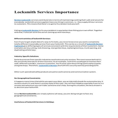 Locksmith services importance | DOCX