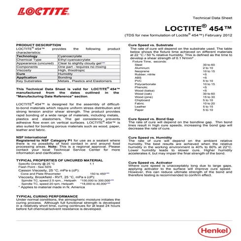 Loctite 454 tds | PDF