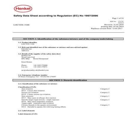 Loctite 5188 msds | PDF