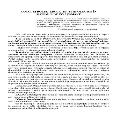 Locul si rolul_educatiei_tehnologice | PDF