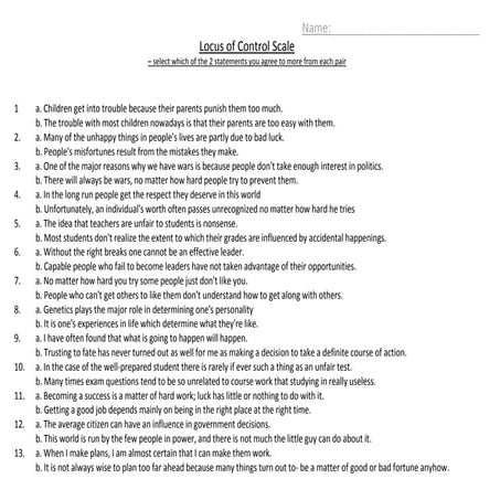 Locus of control scale | PDF