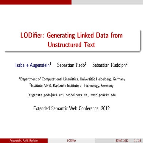 Lodifier Generating Linked Data From Unstructured Text Ppt 