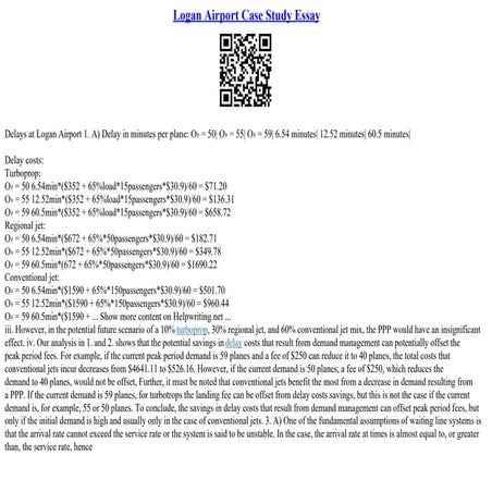 Logan Airport Case Study Essay | PPT