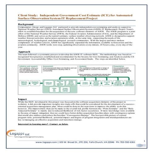 Automated Surface Observation System Independent Government Cost Estimate | PDF