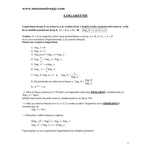 Logaritmi | PDF