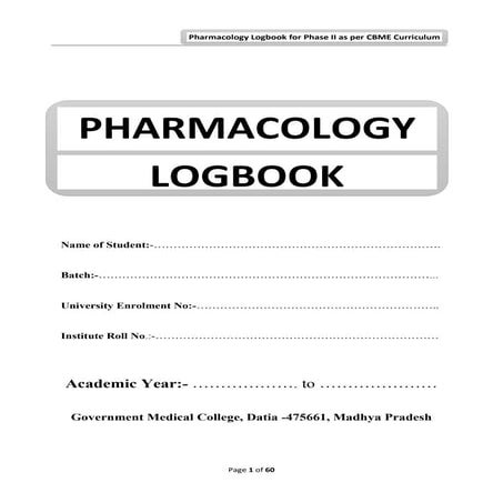 LOGBOOK PHARMACOLOGY - 29-03-2021 - GMC DATIA | PDF