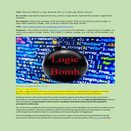Logic bomb virus | DOCX