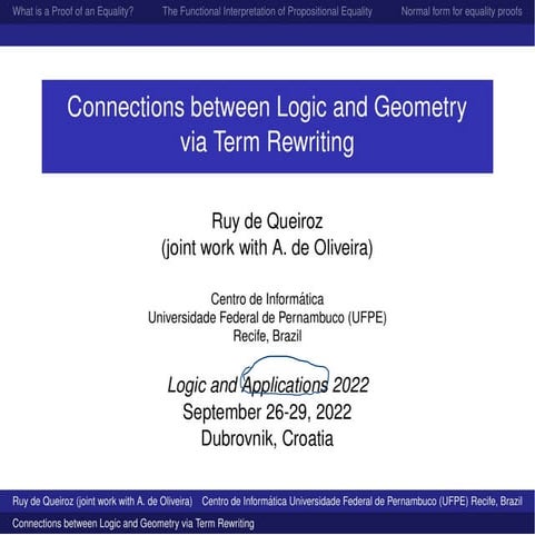 Connections between Logic and Geometry via Term Rewriting | PPT