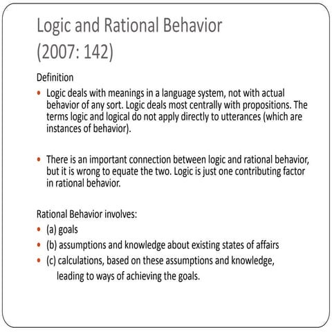 Logic and rational behavior | PPTX