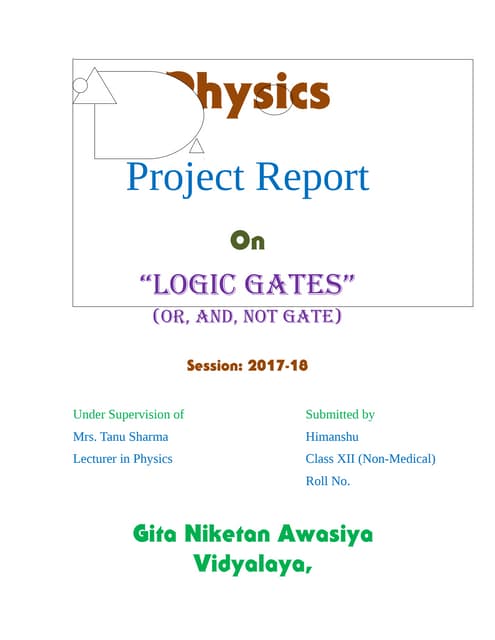 Physics Investigatory project Class 12 Logic Gates | PDF