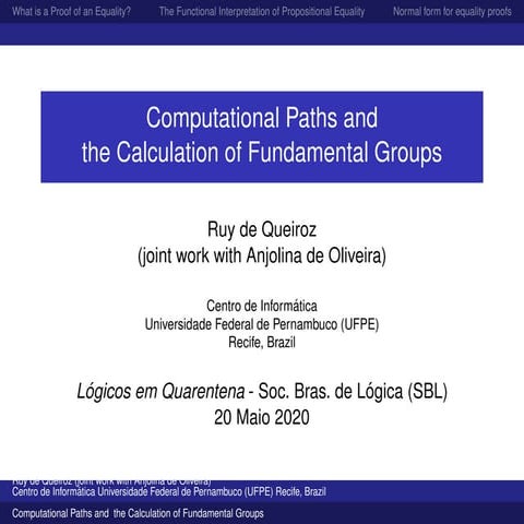 Computational Paths And The Calculation Of Fundamental Groups Ppt