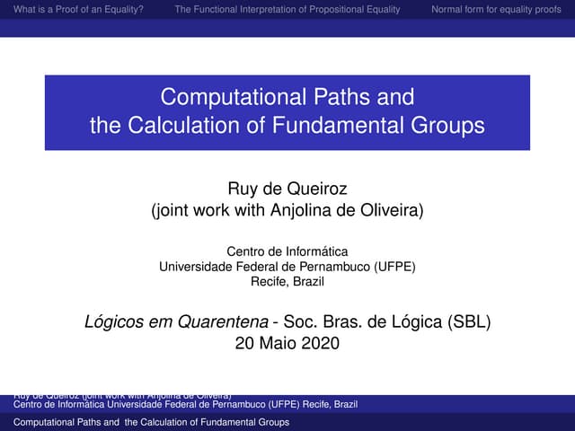 Computational Paths And The Calculation Of Fundamental Groups Ppt