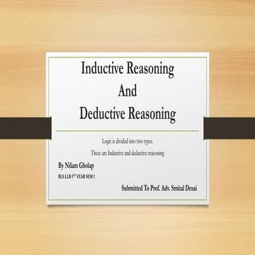 FORMAL Form of Logic. In inductive reasoning implicative | PPT