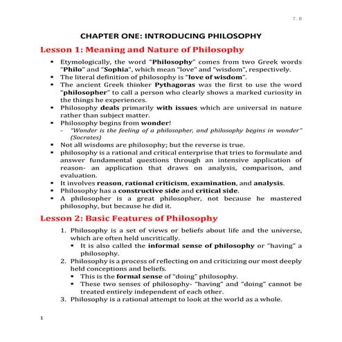 Lecture 1 Introduction to Philosophy | PPTX