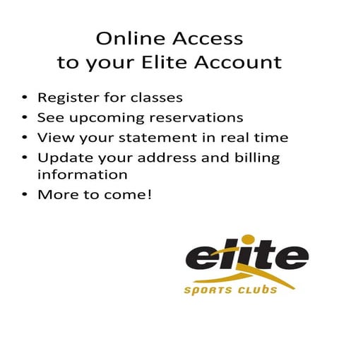 Log in to Your Elite Sports Clubs Online Member Account | PPTX