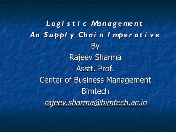 Introduction to Logistics Management | PPTX