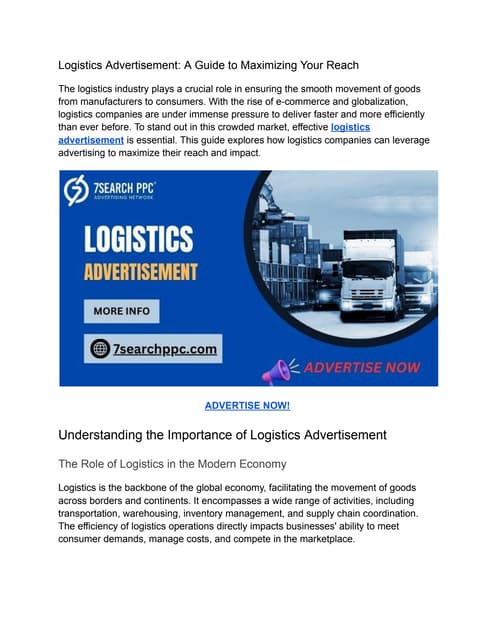 Top 5 Ideas for Logistics Ad Campaigns in India.pdf | Logistics and ...