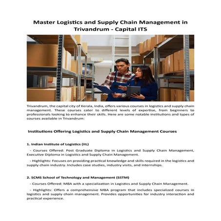 Unlocking Opportunities: Logistics and Supply Chain Management Courses in Trivandrum | PDF