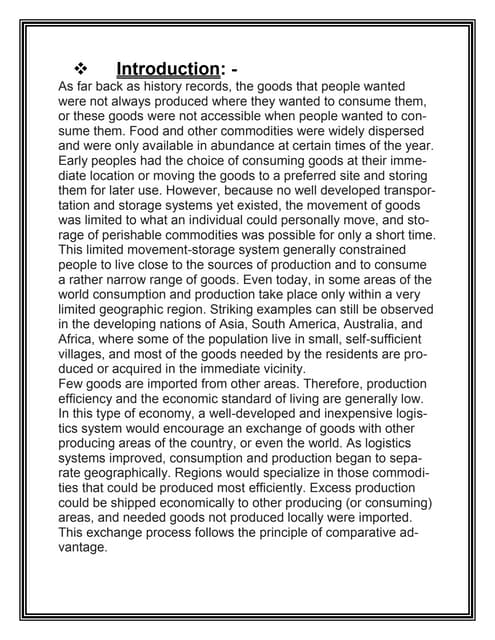 Introductio to logistics | PPT | Logistics and Transportation Industry | Industries