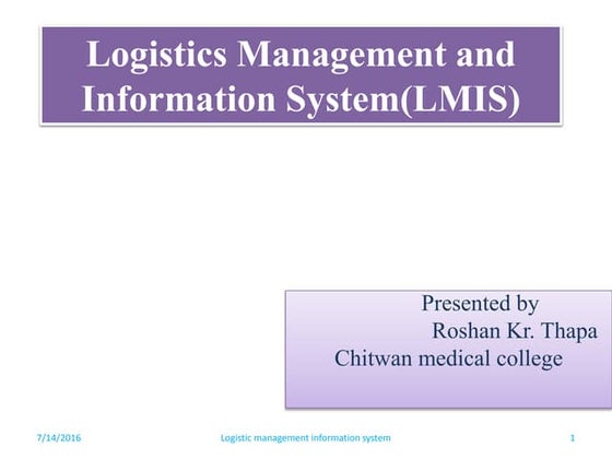 Logistics Management Information System [LMIS] | PPT