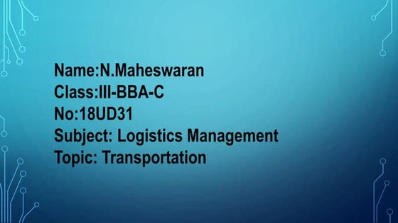 Unlocking Efficiency Logistics Transportation Services | PPT