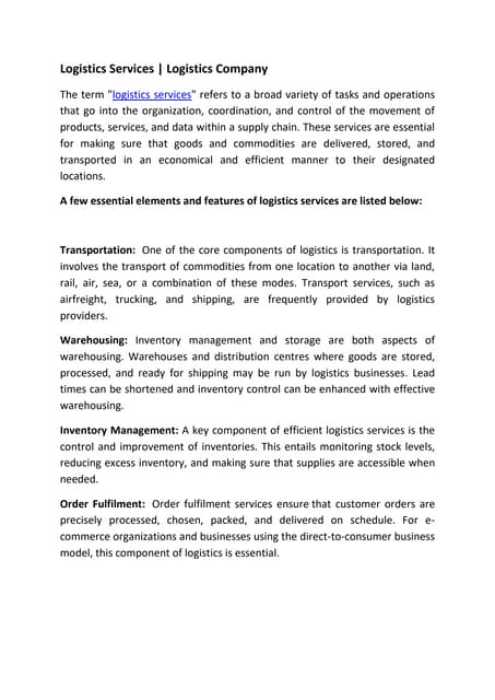 logistics management-Presentation | PPT