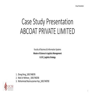 Logistics Strategy_Case study solutions Abcoat Pvt. Ltd. | PPTX