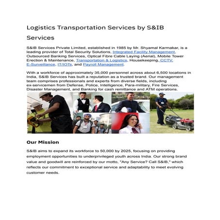 Logistics Transportation Services by S&IB | PDF