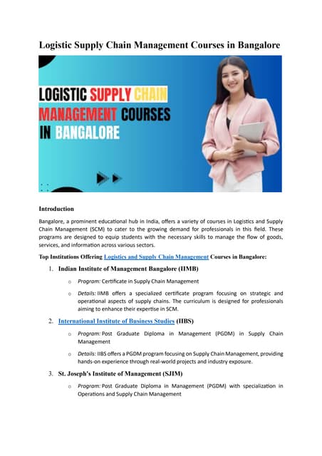 BBA Logistics and Supply Chain Management- ILAM | PDF