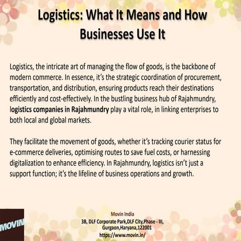 Logistics: What It Means and How Businesses Use It | PPT