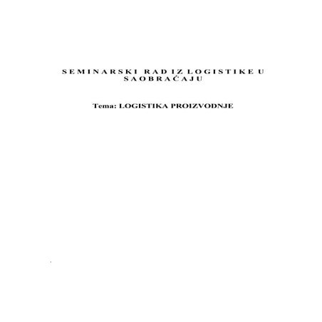 Logistika proizvodnje | PDF