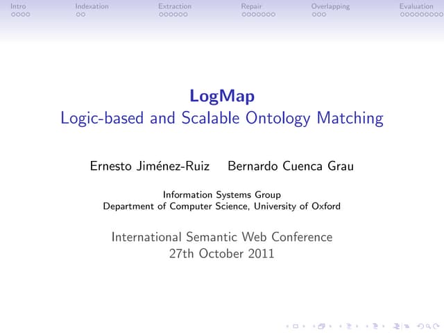 Logmap Logic Based And Scalable Ontology Matching Pdf Databases 3638