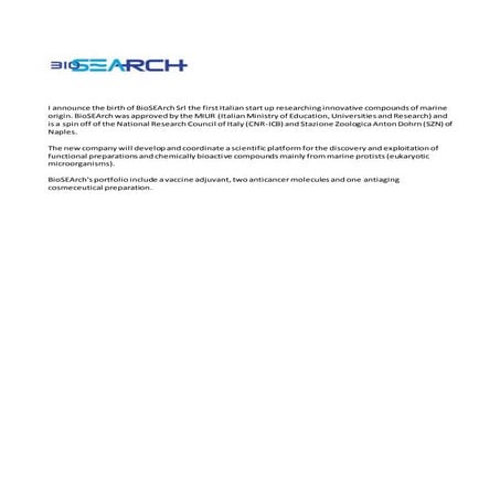 BioSEArch a public spin off | DOCX