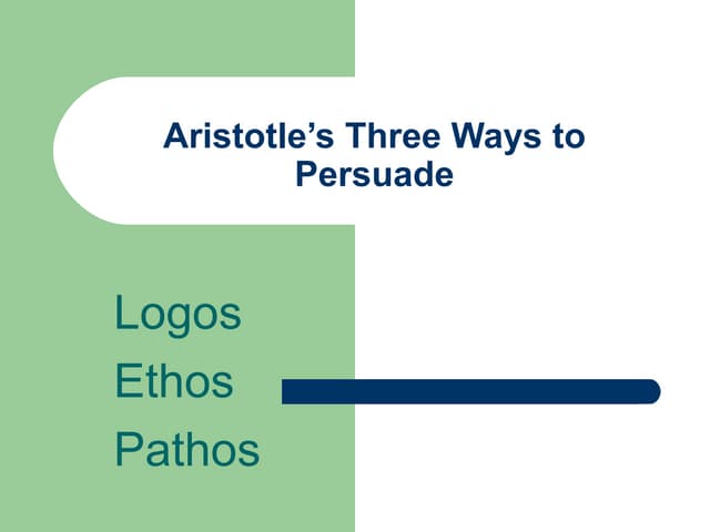 Aristotle's Modes of Persuasion: Logos, Ethos, Pathos | PPTX