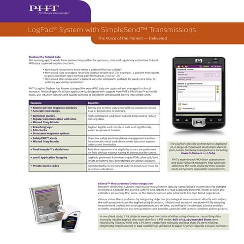 PHT LogPad With Simple Send | PDF