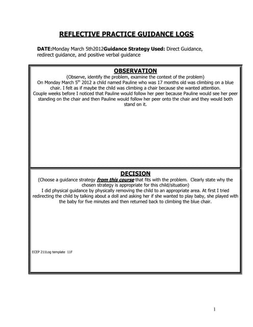 Guidance log one | PDF