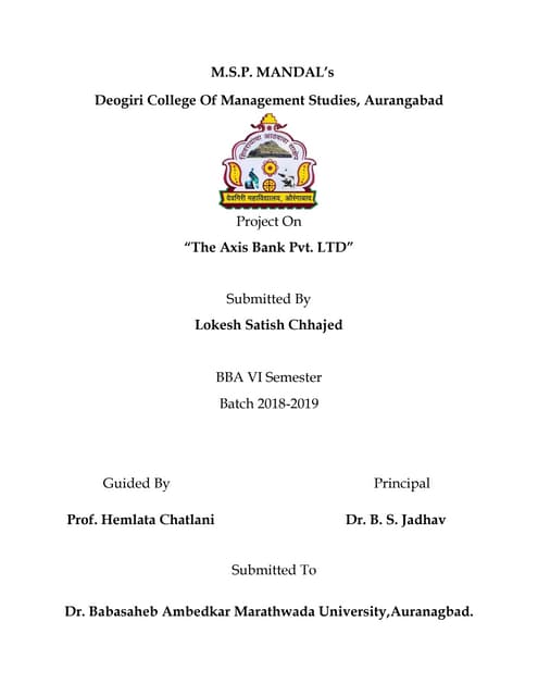 A Project on Axis Bank | PDF | Business Banking & Finance | Business