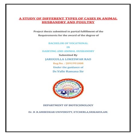A STUDY OF DIIFERENT TYPES OF CASES IN ANIMAL HUSBANDRY AND POULTRY | DOCX