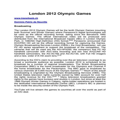 London 2012 olympic games | PDF | Summer Olympic Sports | Olympic Sports