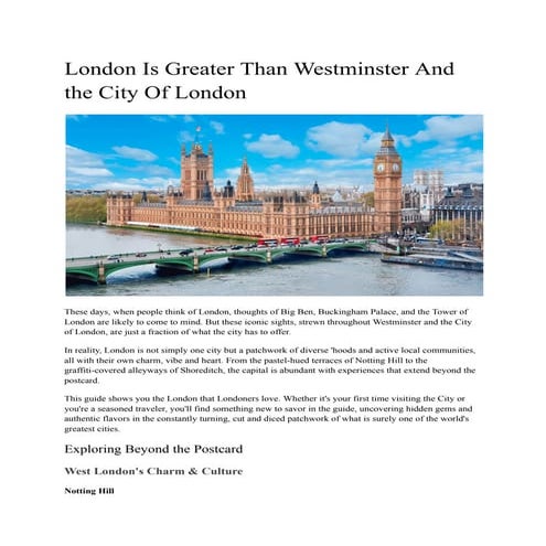 London beyond Westminster And The City Of London | PDF