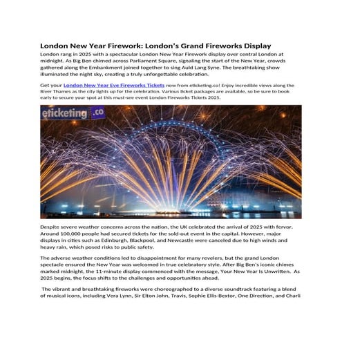 London New Year Firework London’s Grand Fireworks Display.docx