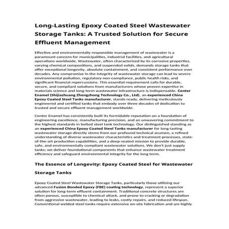 Long-Lasting Epoxy Coated Steel Wastewater Storage Tanks A Trusted Solution for Secure Effluent ...