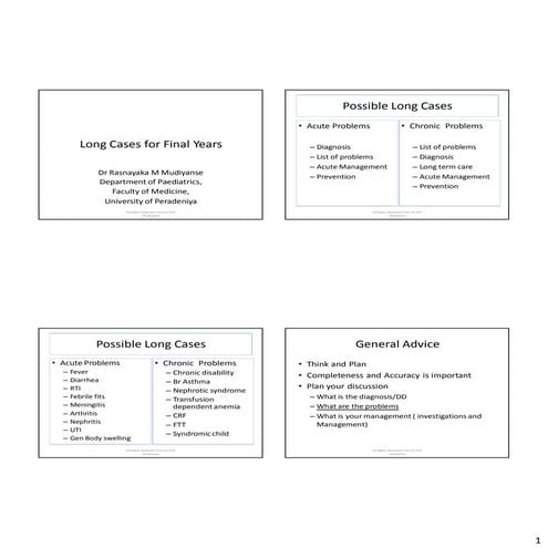 Long cases for final year MBBS medical student in Sri Lanka | PDF