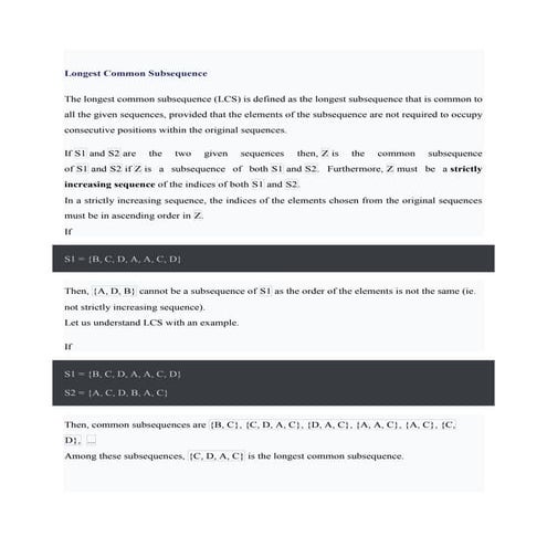 Longest Common Subsequence Pdf