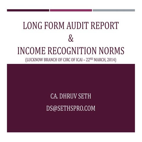 Long form audit report | PPTX