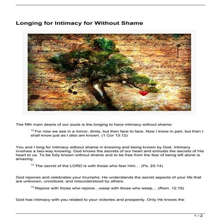 Longing for Intimacy for Without Shame | PDF