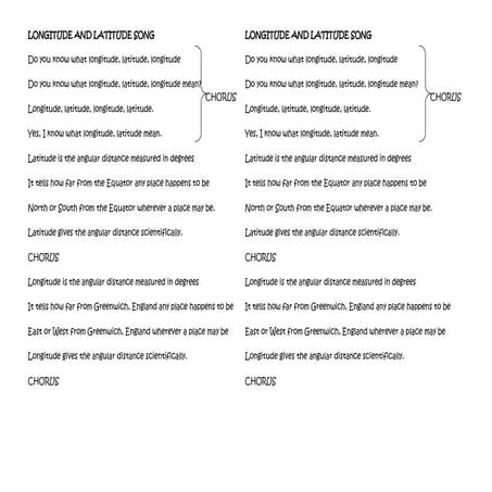 Longitude and latitude song | DOCX